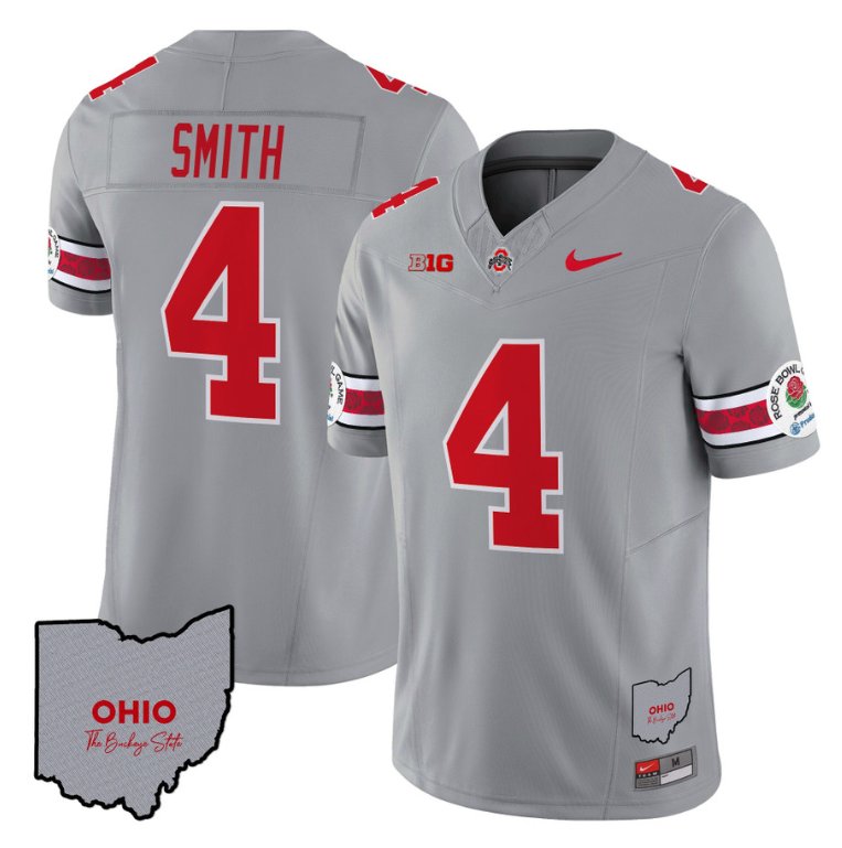 Jeremiah Smith Jersey #4 Ohio State Rose Bowl Patch Football V3 ...