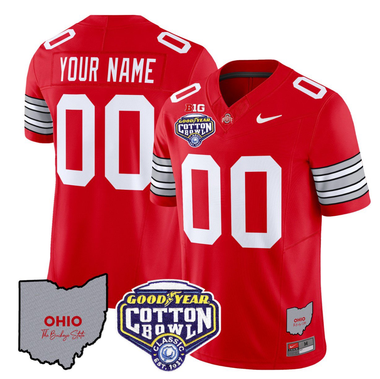 Custom Ohio State Buckeyes Jersey Name, Number Cotton Bowl Patch ...