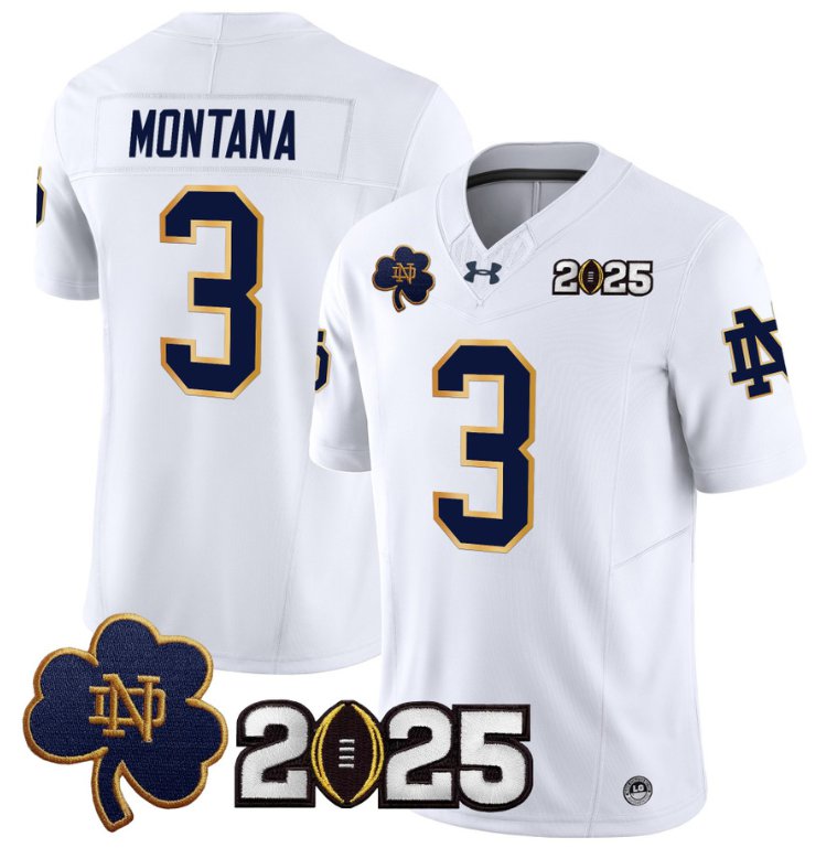 Joe Montana Jersey #3 Notre Dame 2025 CFP Final Patch White