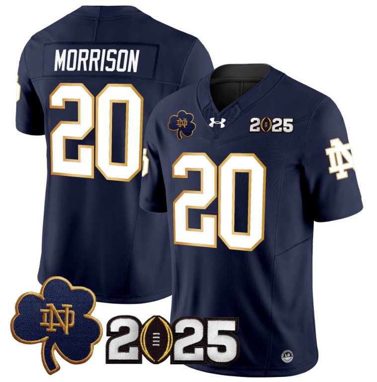 Benjamin Morrison Jersey #20 Notre Dame 2025 CFP Final Patch Navy