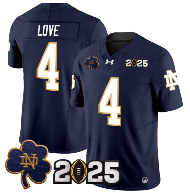 Jeremiyah Love Jersey #4 Notre Dame 2025 CFP Final Patch Navy