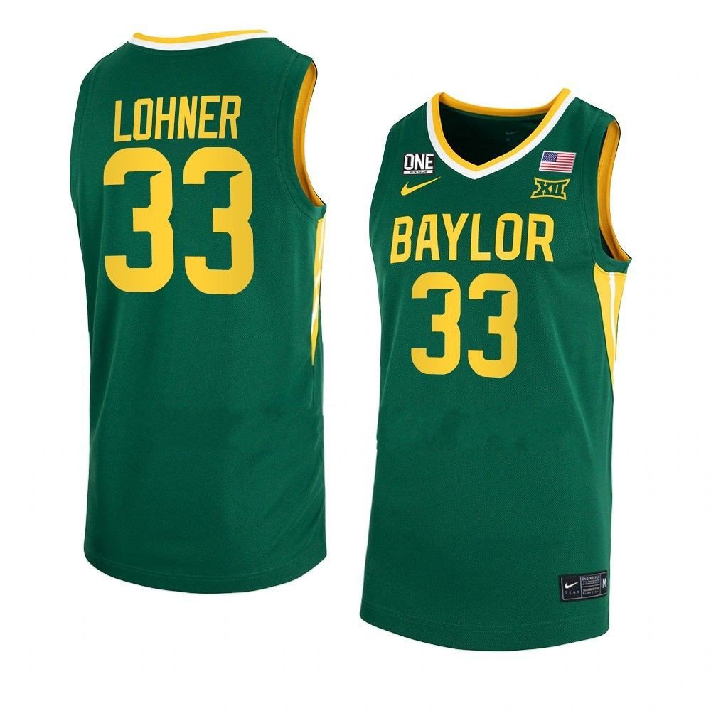 Men's #33 Caleb Lohner Jersey Baylor Bears College Basketball Jerseys Green
