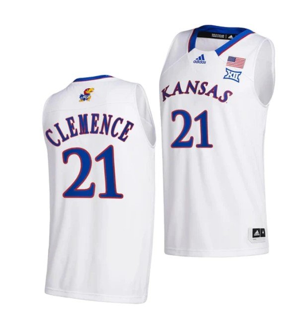 Men's #21 Zach Clemence Jersey Kansas Jayhawks College Basketball ...