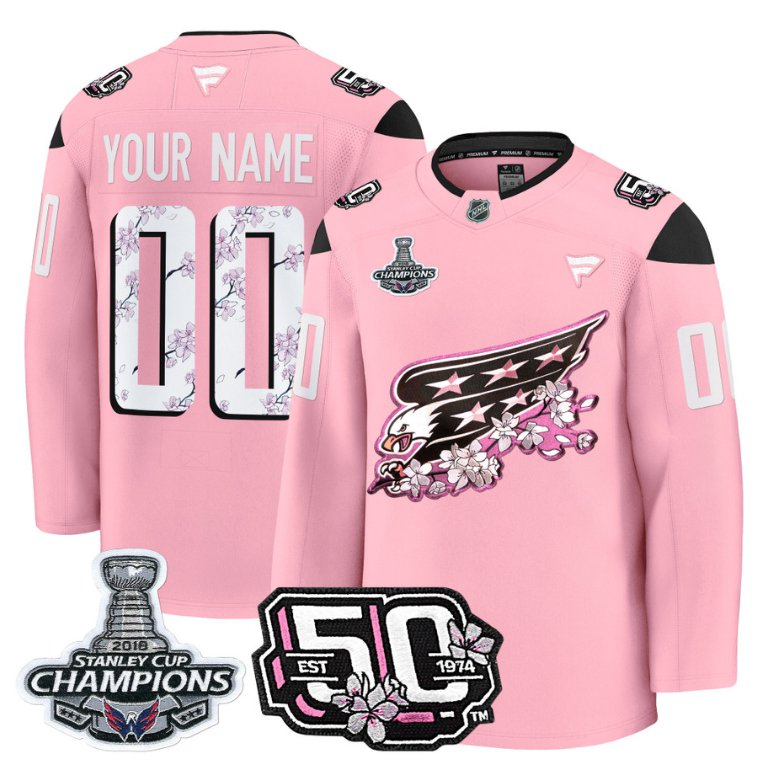 Custom Washington Capitals Jersey 50th Anniversary & 2018 Stanley Cup ...