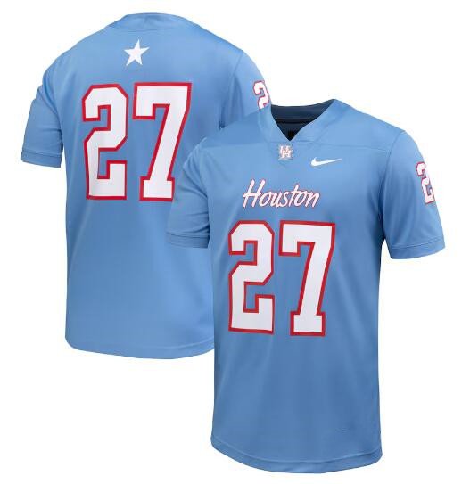 Houston Cougars #27 Light Blue Stitched Football Jersey