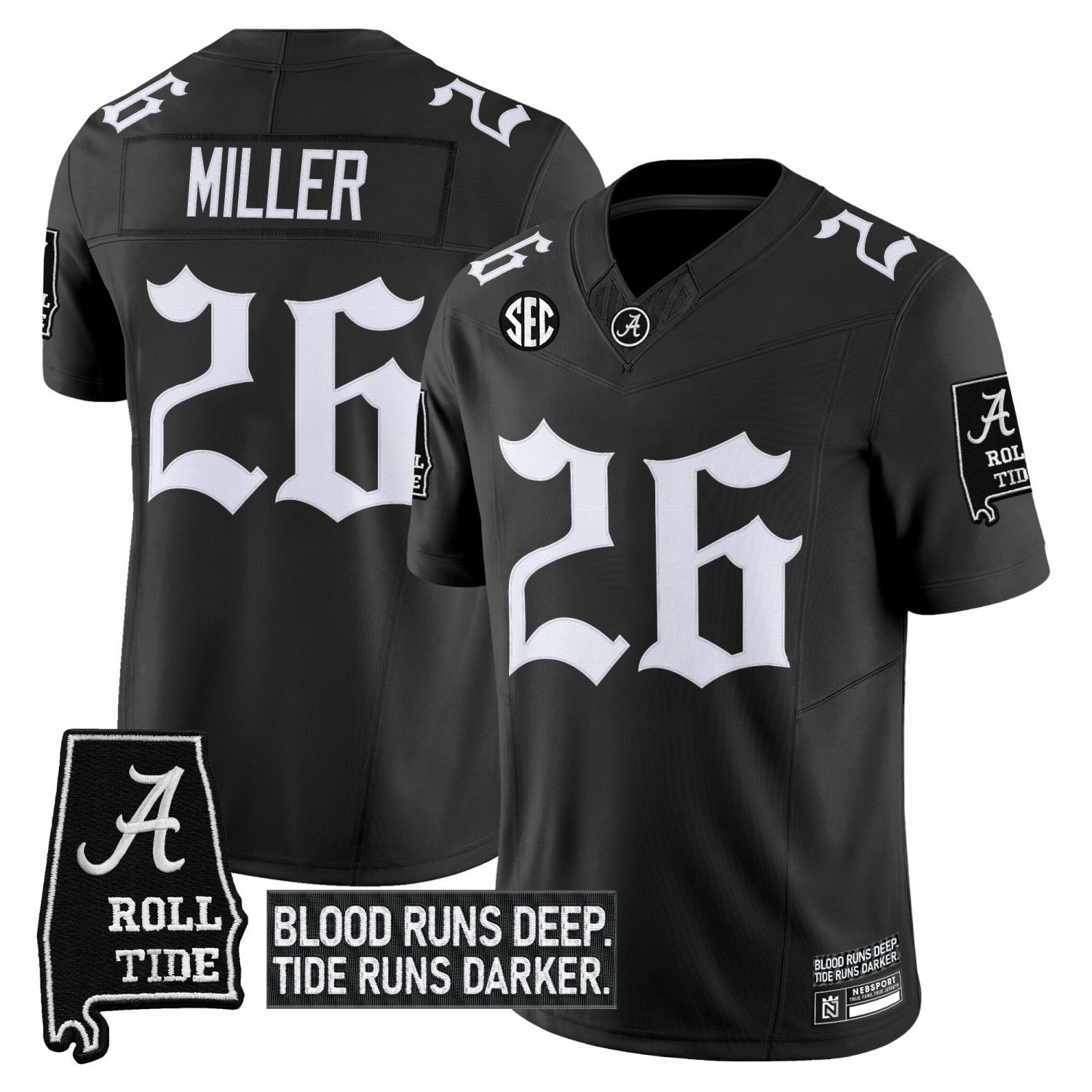 Jam Miller Jersey #26 Alabama Crimson Gothic Bama Blood Edition ...