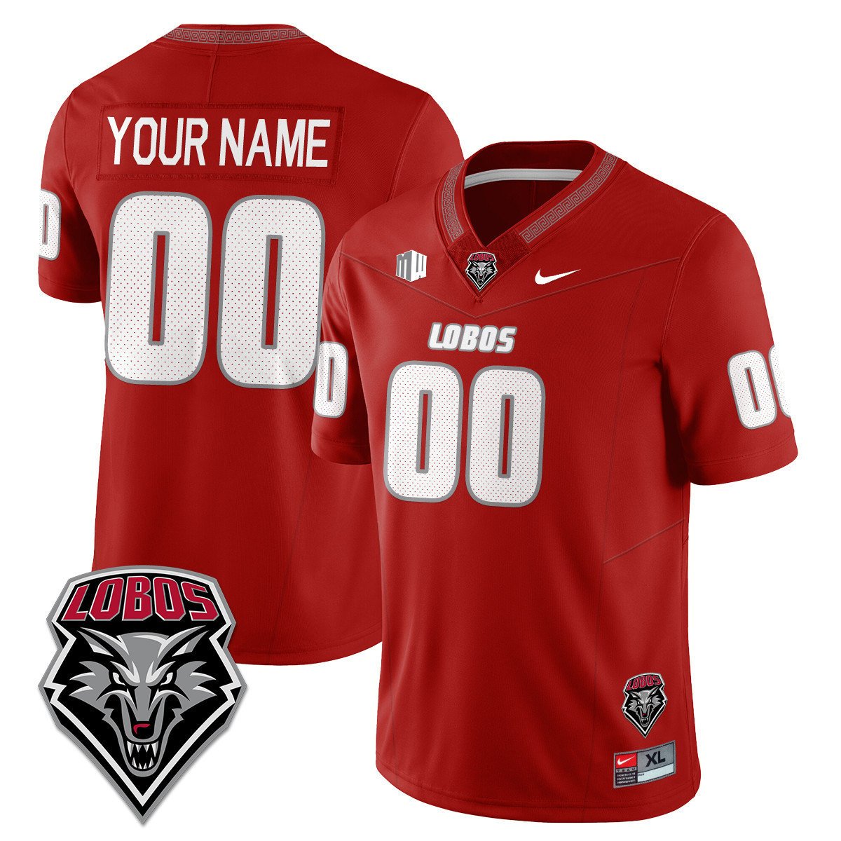 Custom UNM Lobo Football Jersey Name, Number 2025 Stitched Red