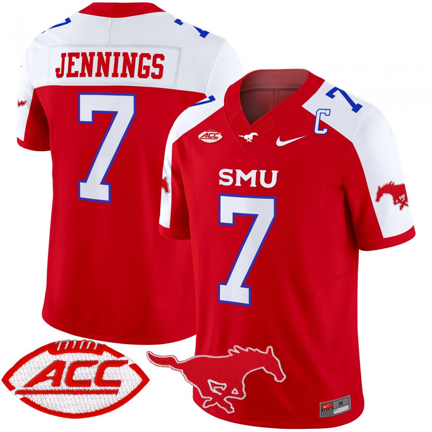 Kevin Jennings Jersey #7 SMU Mustangs 2025 Vapor Limited Stitched Red Alter