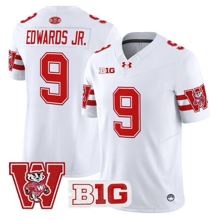 Billy Edwards Jr Jersey #9 Wisconsin Badgers Throwback Stitched White