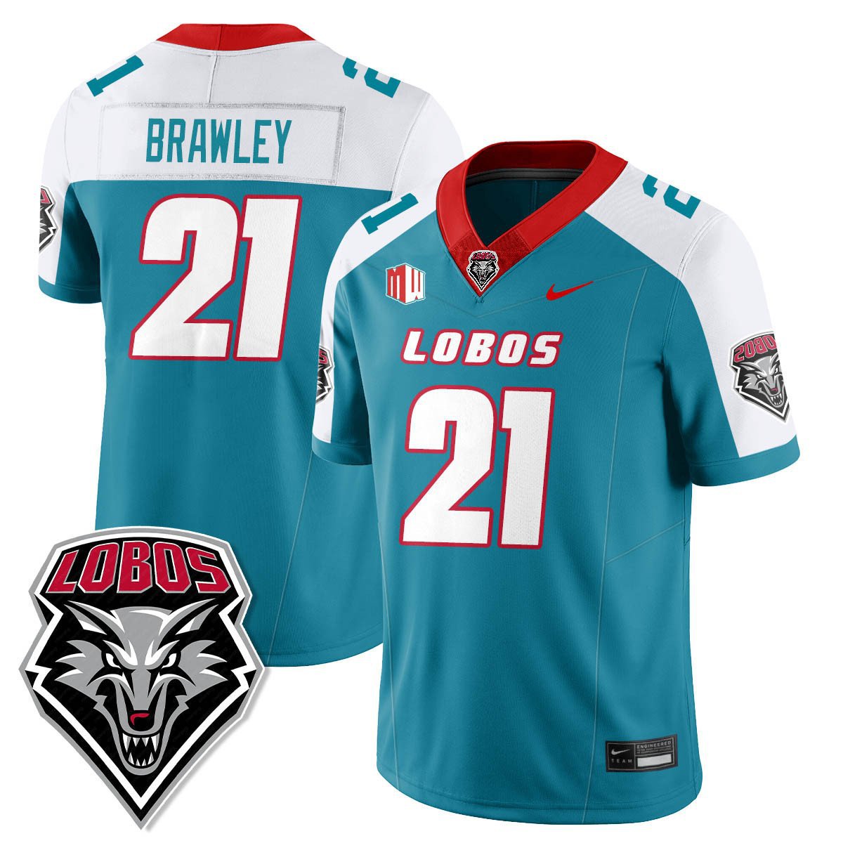 Austin Brawley Jersey #21 UNM Lobo Football 2025 All Stitched Alternate