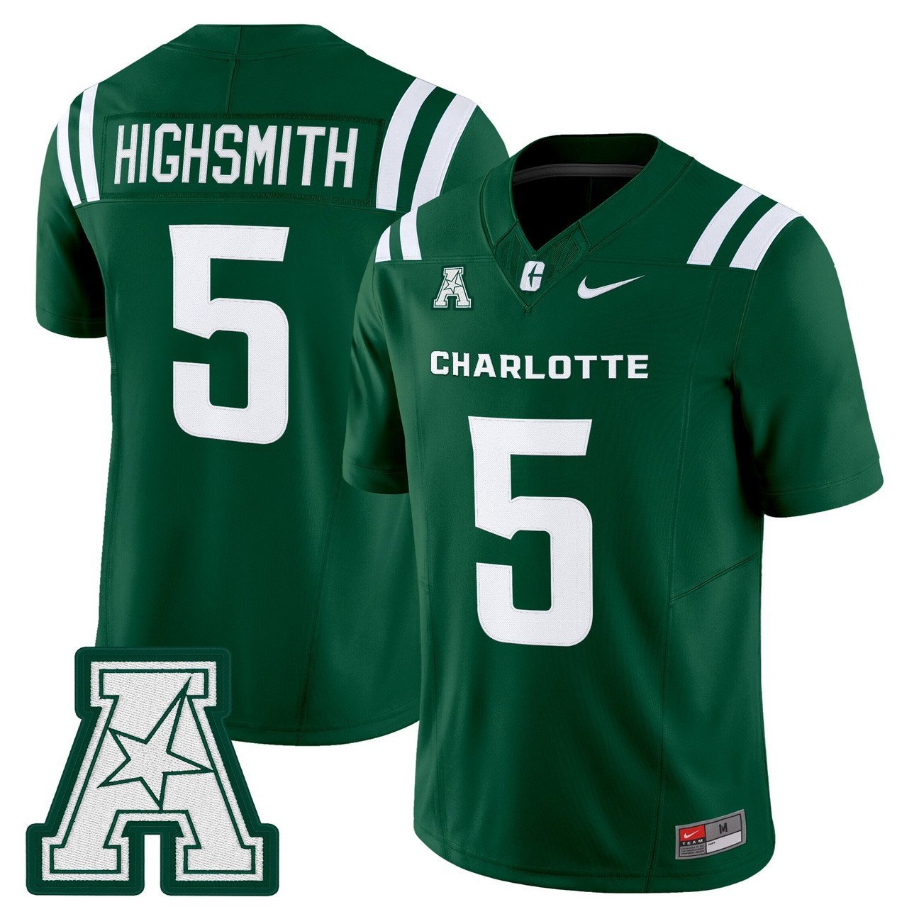 Alex Highsmith Jersey #5 Charlotte 49ers 2025 Vapor Limited Stitched Green