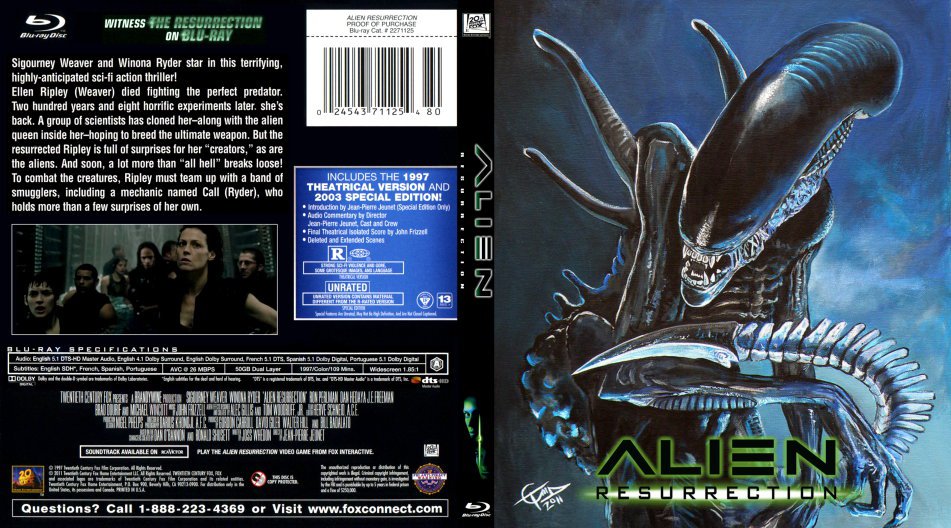 Alien 4 Resurrection Custom Blu-ray Cover ONLY!!!! NO DISCS!!!!!