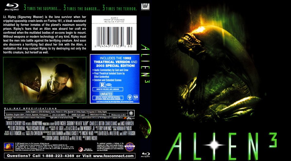 Alien 3: The Legacy Cut (1992) Blu-ray ***144 min runtime***