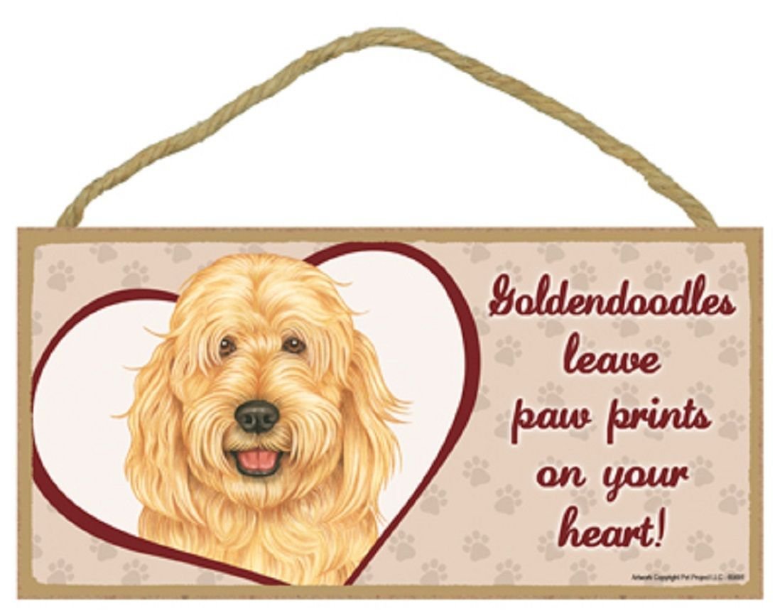 GOLDENDOODLES Leave Paw Prints on Your Heart!--Wood Plaque_Sign 5_ x 10_