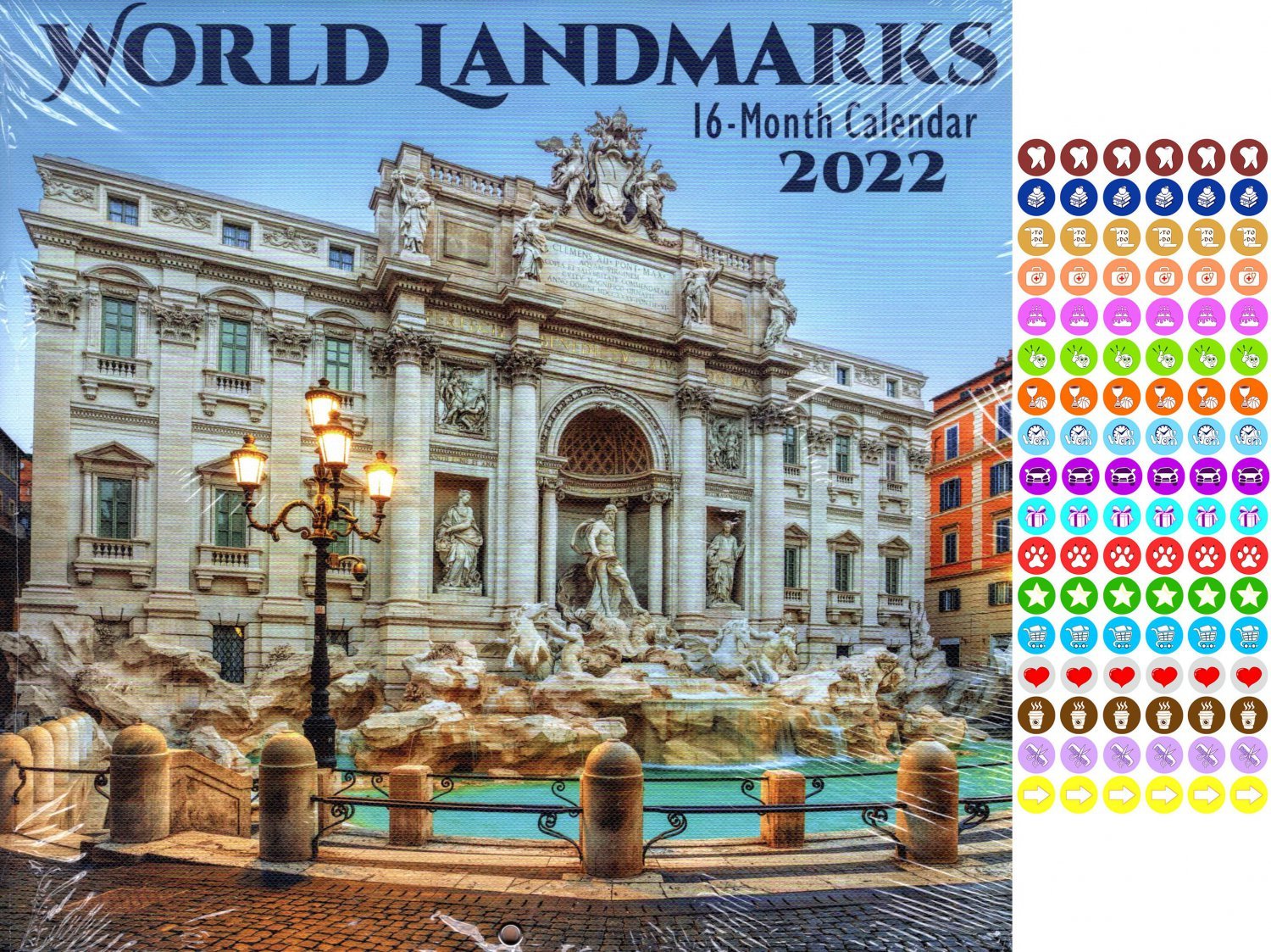 2022 16 Month Wall Calendar Linen Paper Texture - World Landmarks ...