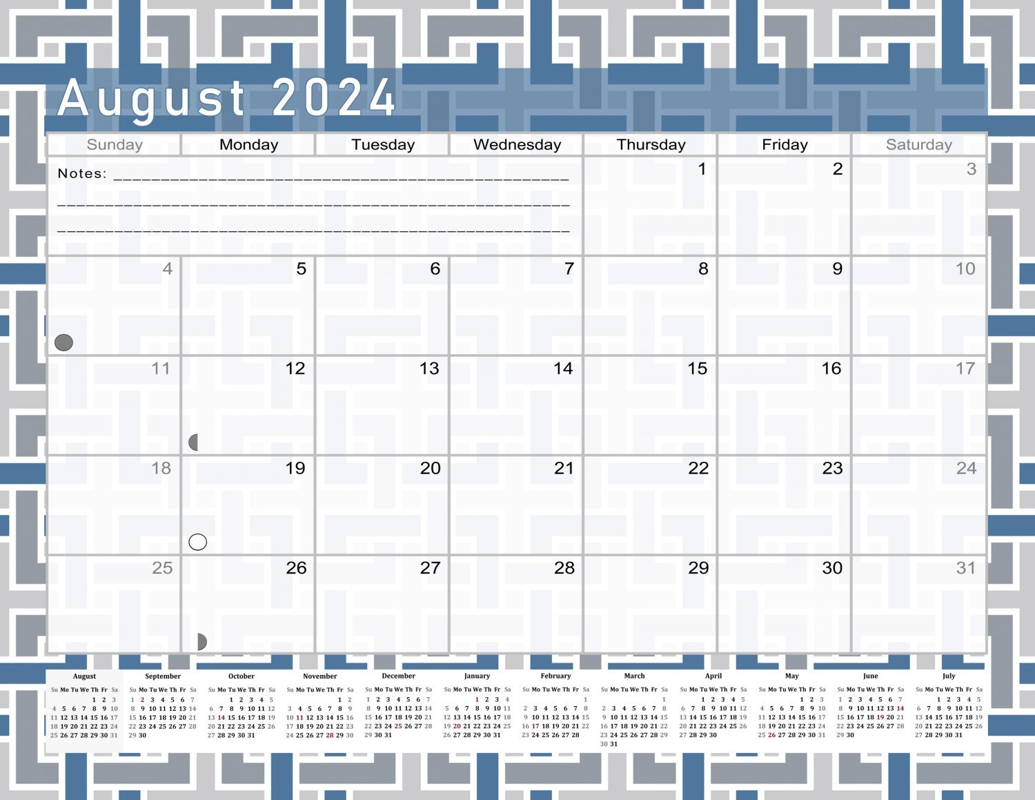 2024 - 2025 Academic Year 12 Months Student Calendar ／ Planner for 3 ...