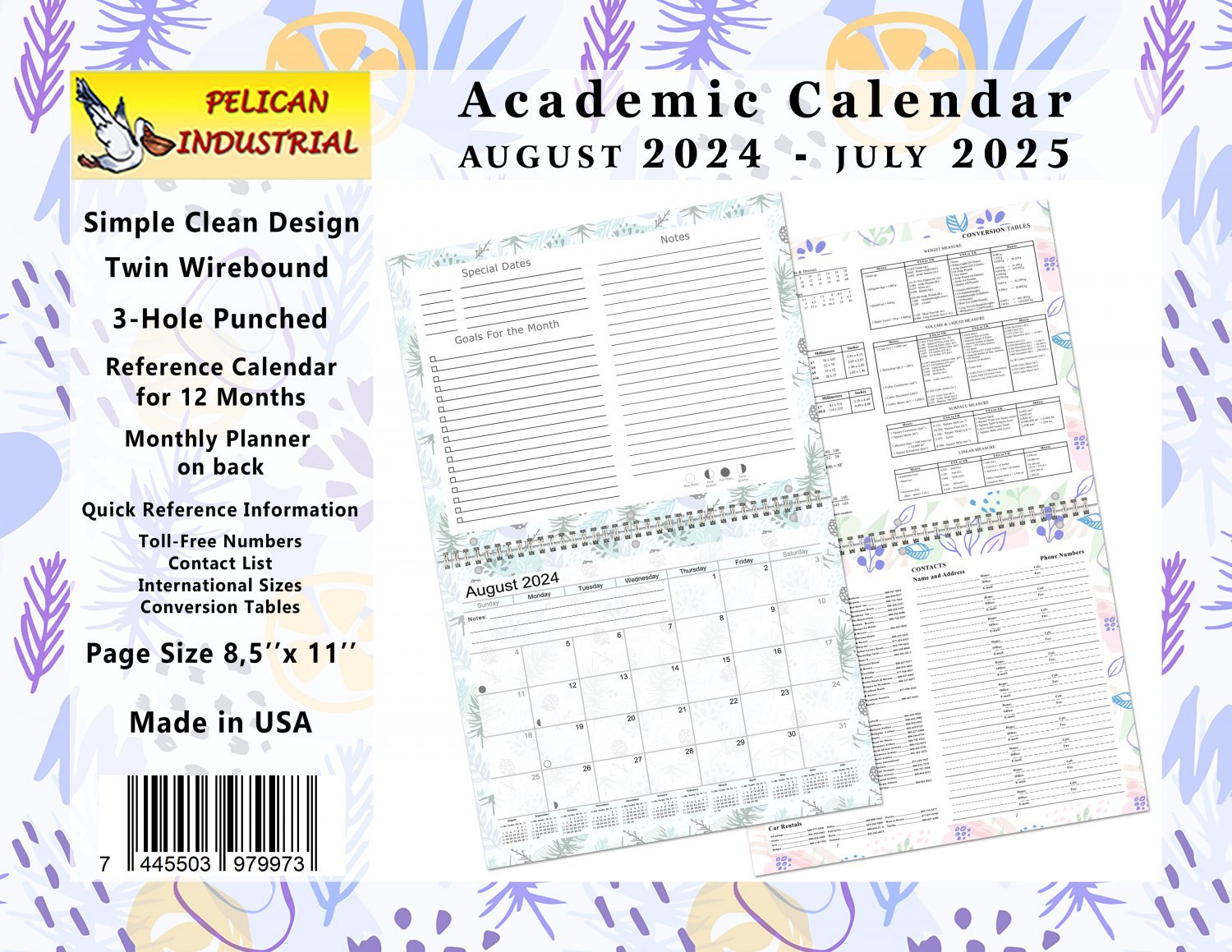 2024 - 2025 Academic Year 12 Months Student Calendar ／ Planner for 3 ...