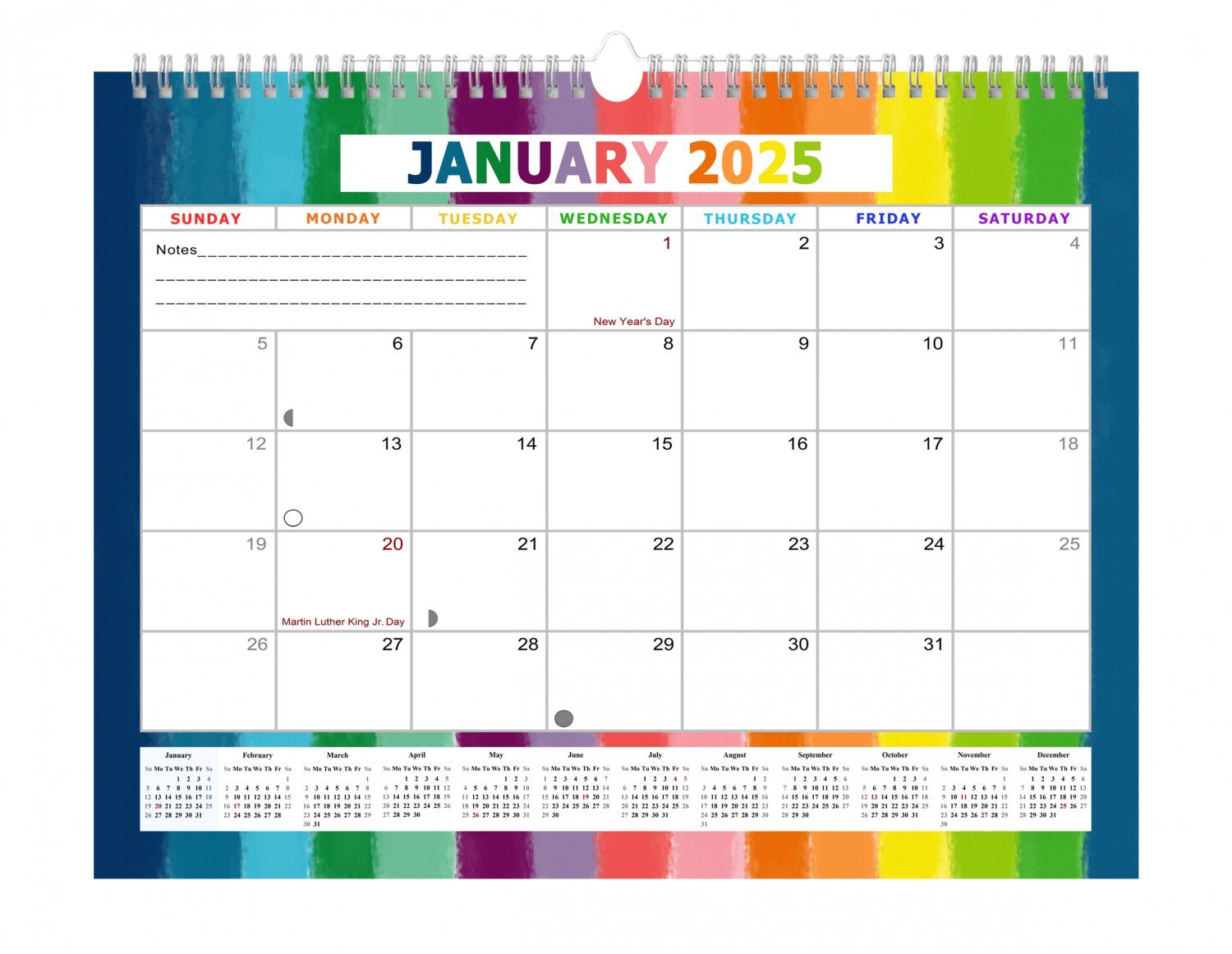2024 - 2025 Monthly Spiral-Bound Wall ／ Desk Calendar - 18 Months ...