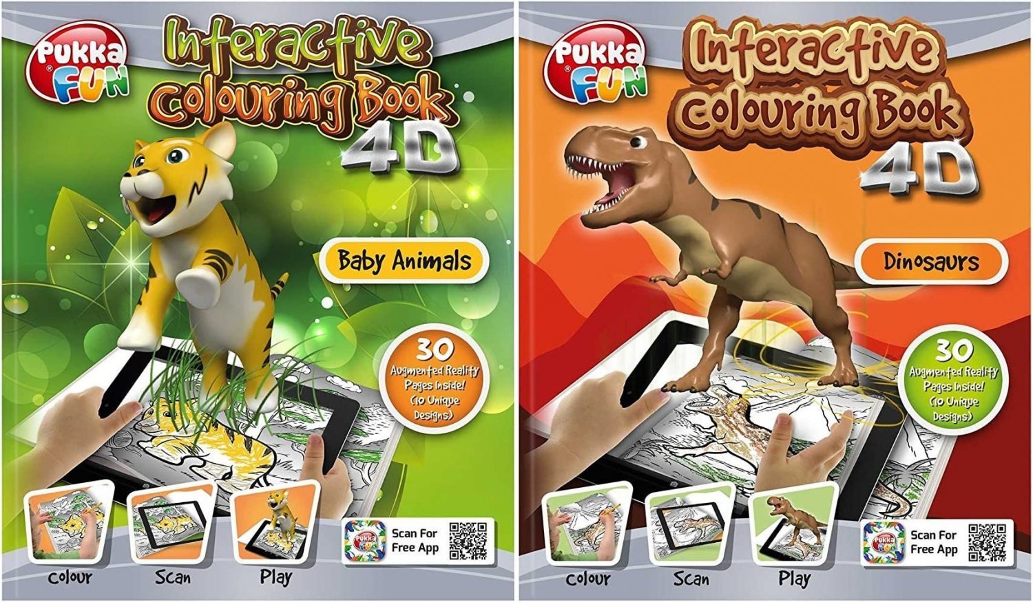 Dinosaurs & Baby Animals - Interactive Coloring & Activity Book4D (Set ...