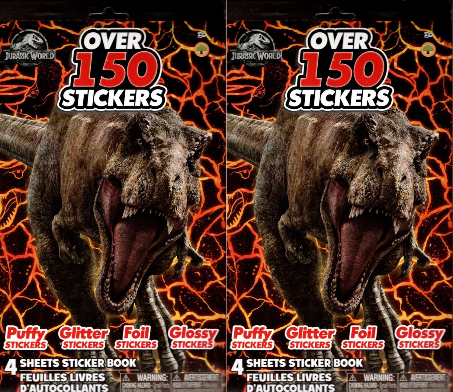 Jurassic World - Over 150 Stickers 4 Sheet Sticker Book (Set of 2)