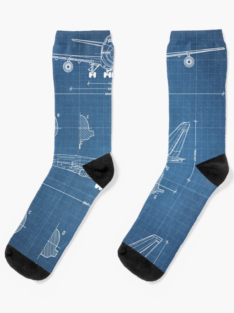 Boeing 747-sp & 747-100 Concept Drawing (light Blueprint) Socks