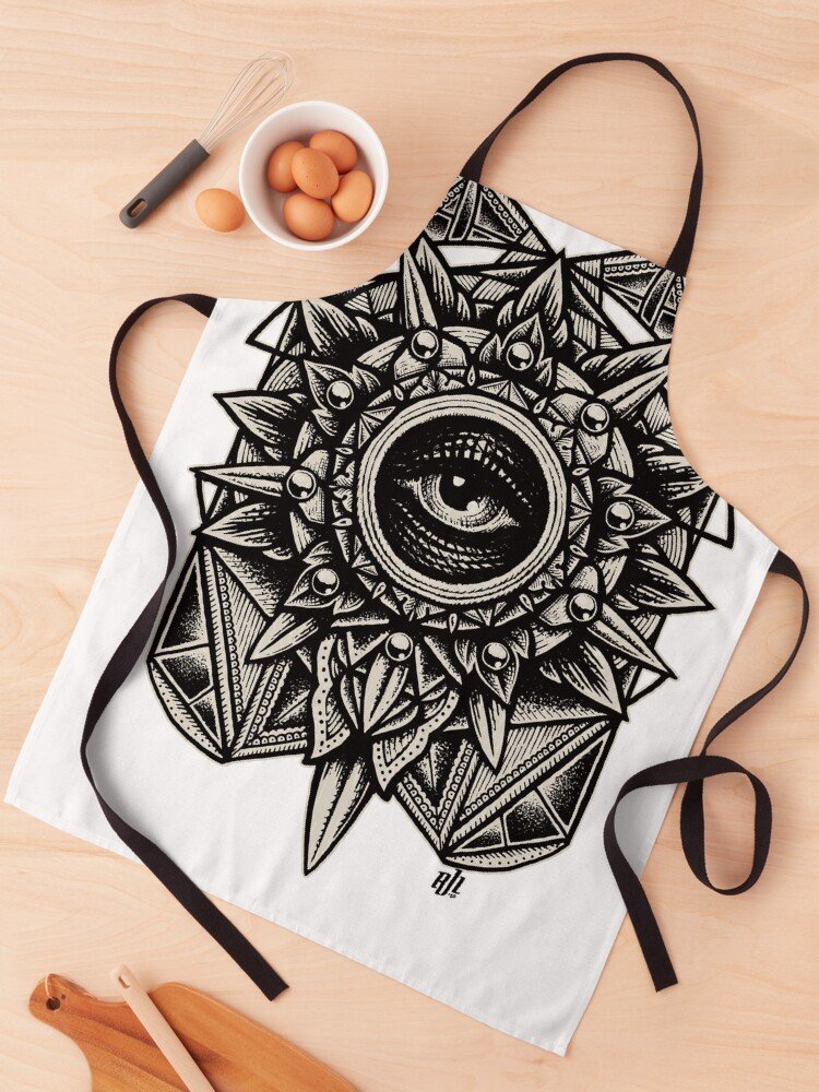Sacred Geometry Seraphim Star Mandala Black Apron