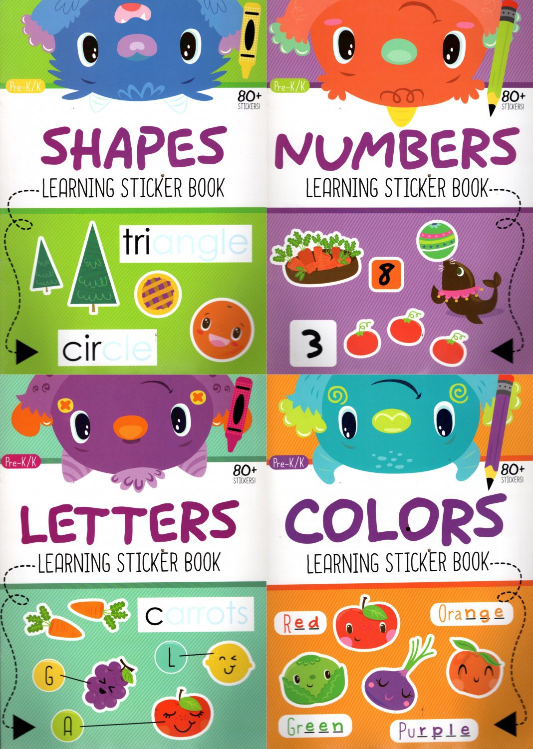 Colors, Letters, Numbers, Shapes - Learning Sticker Book - Educational ...