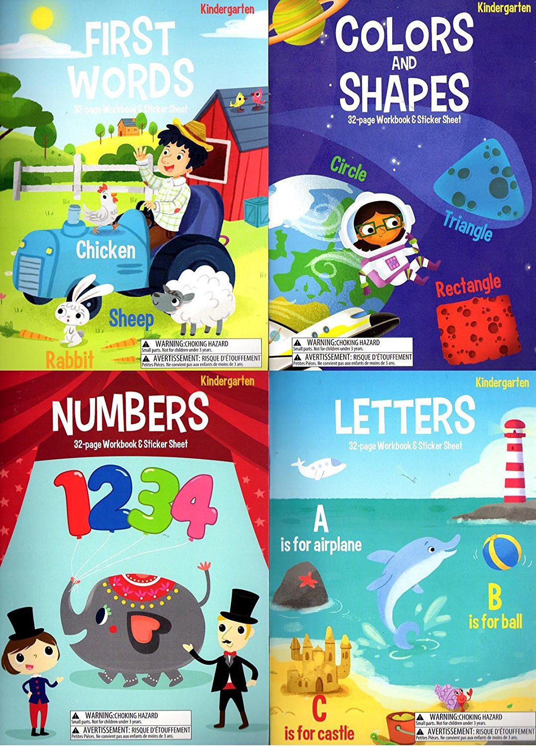Kindergarten Educational Workbooks - Numbers, Colors & Shapes, Letters ...