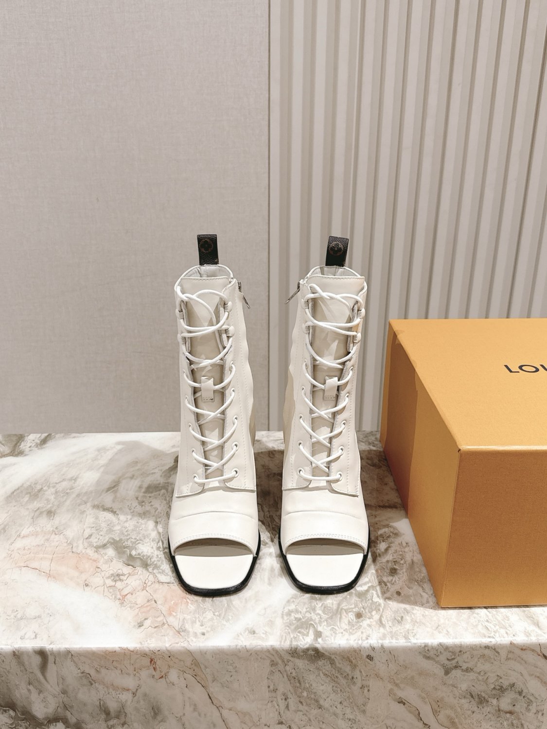 LV Louis Vuitton counter latest 2025 strap fish mouth short boots thick ...