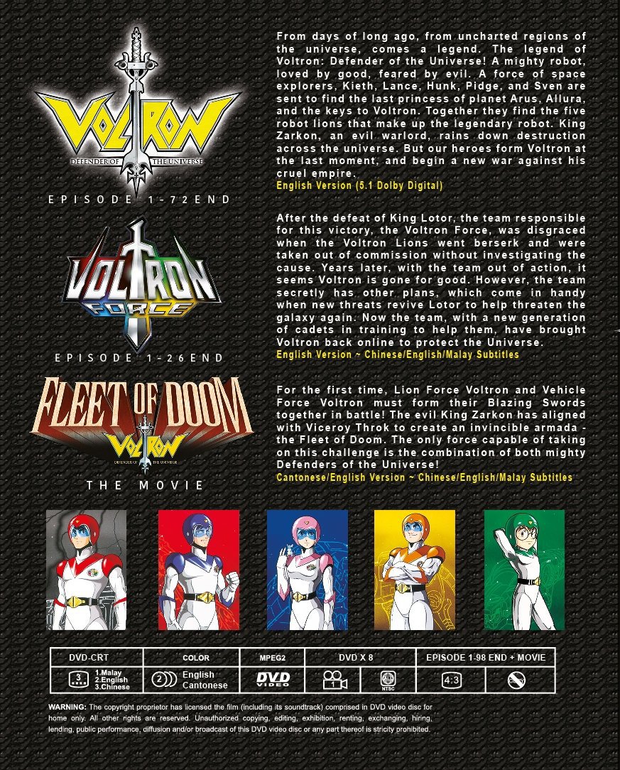 Anime DVD Voltron Complete Collection Vol.1-98 End + Movie English Dubbed