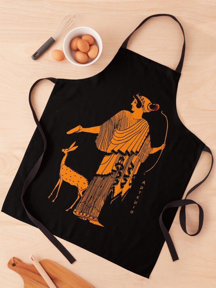 XinXuna Artemis red figure ancient Greek design Apron