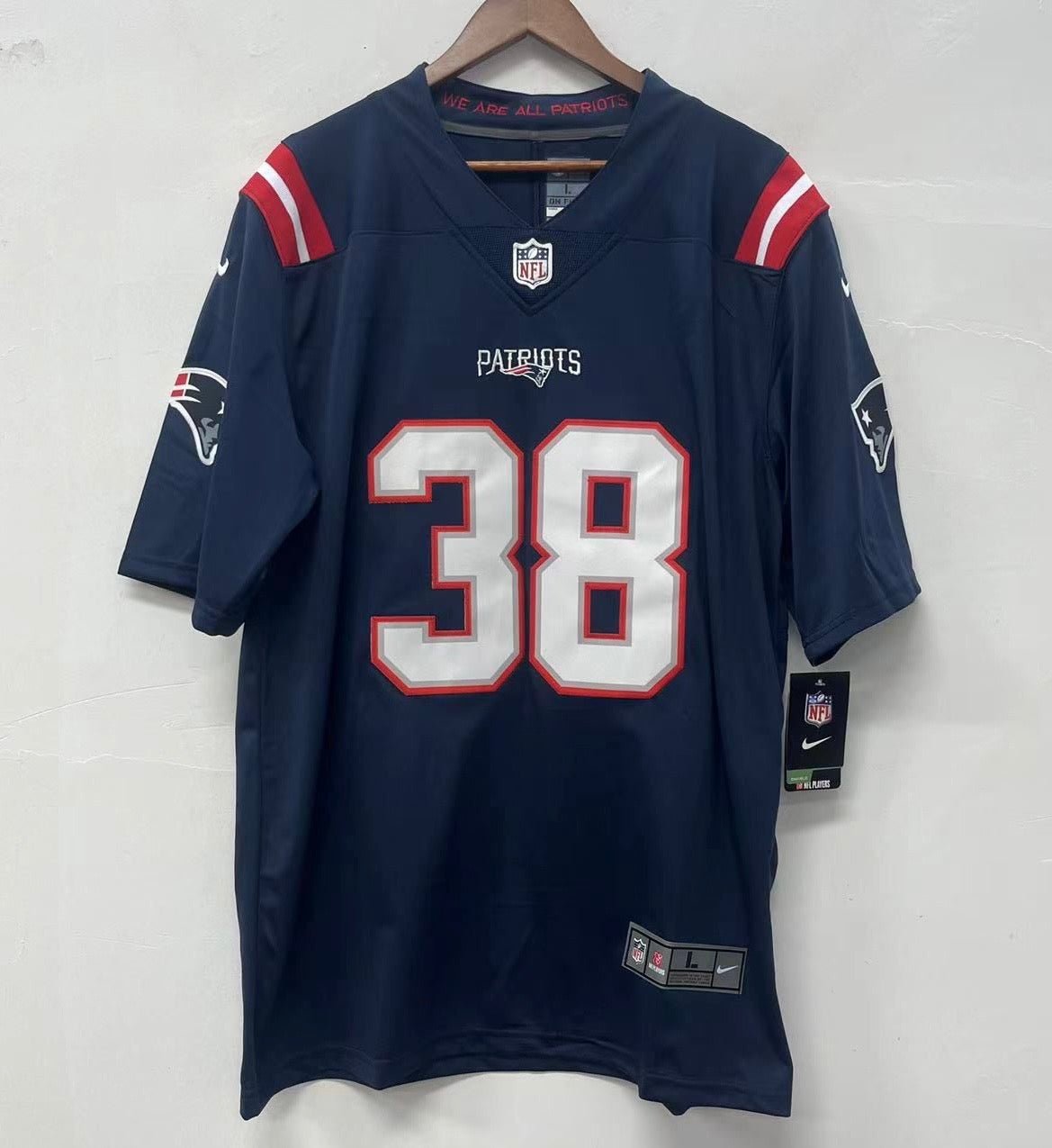 Rhamondre Stevenson New England Patriots Football Official Jersey blue