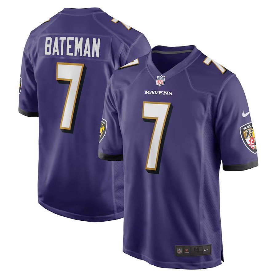 Rashod Bateman Baltimore Ravens Official Football Jersey purple