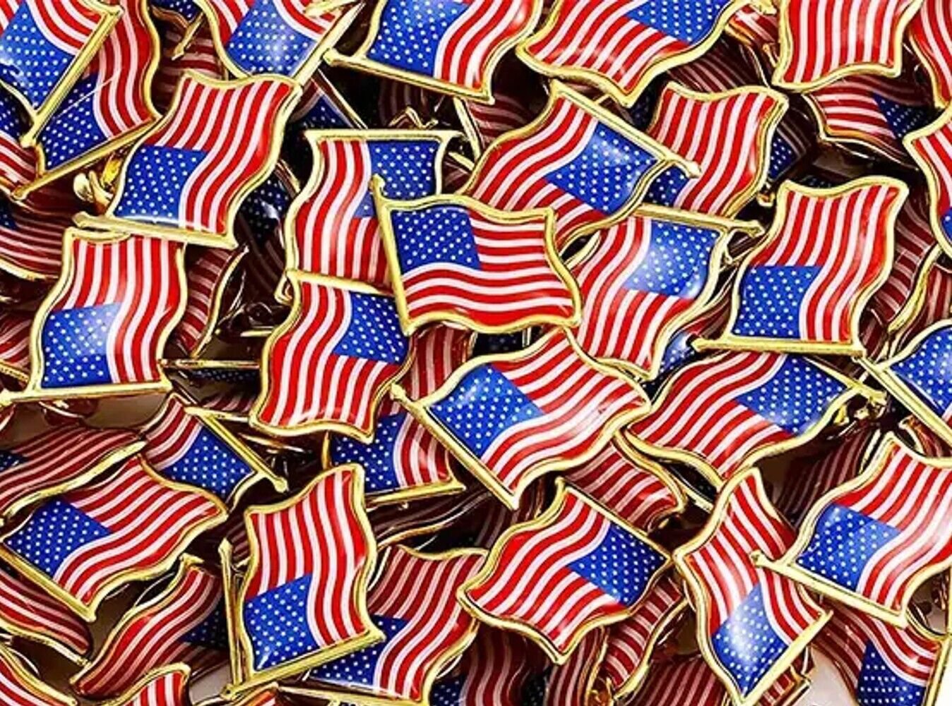 10 Pack American Flag Lapel Pins - Metal Waving Flag Pins NEW!