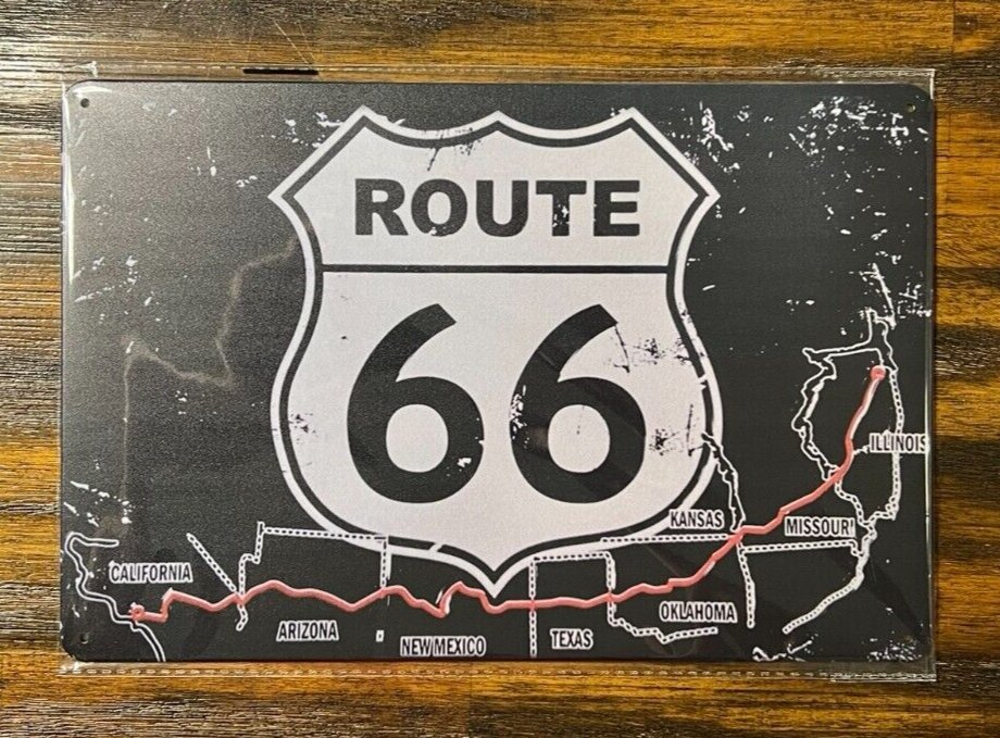 Route 66 State Map Novelty Metal Sign 12" x 8" NEW!