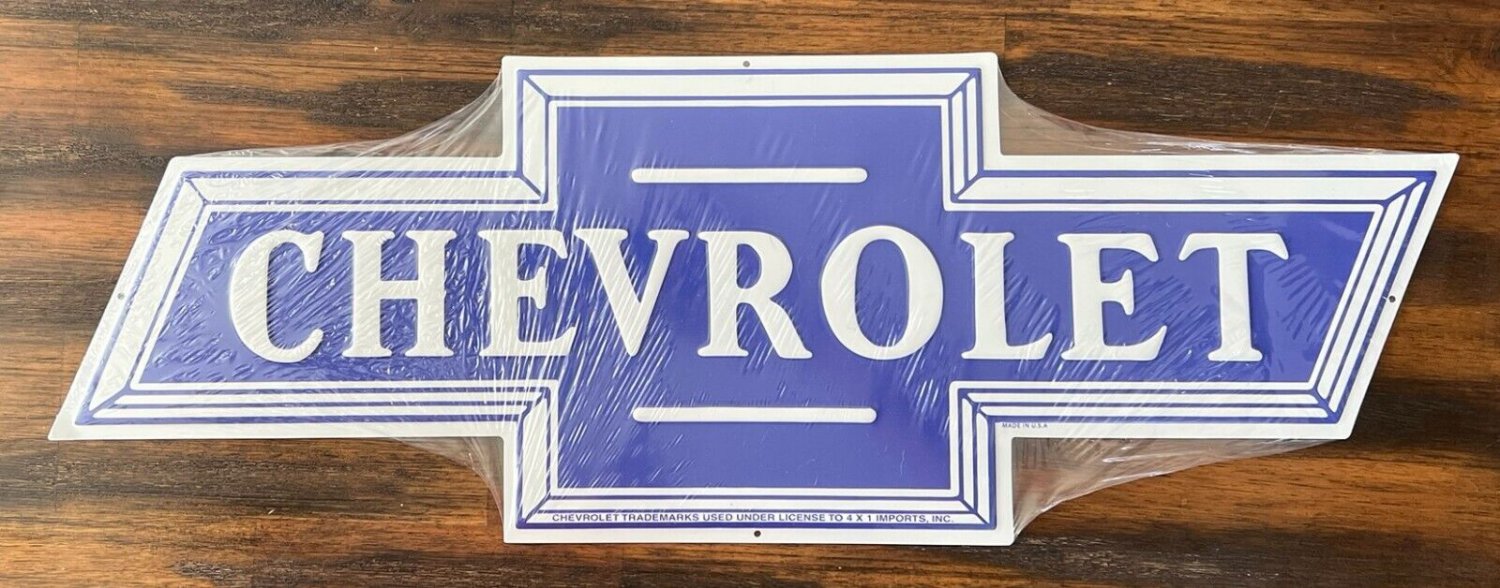 Chevrolet Chevy Bowtie Novelty Die Cut Embossed Sign 24" x 9" New!