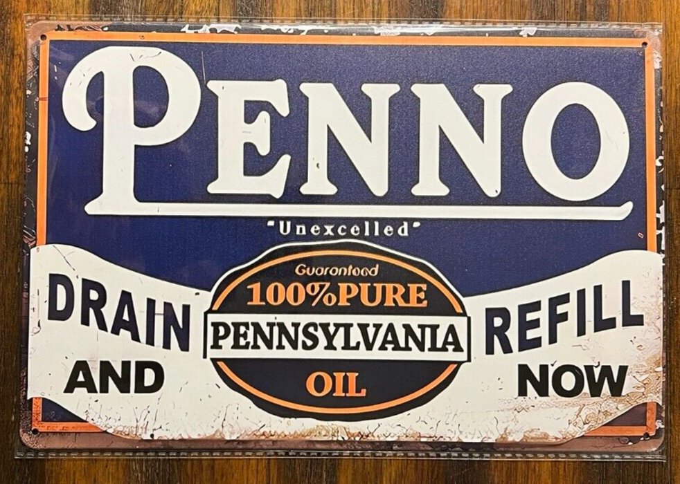 Penno 100% Pure Pennsylvania Oil Vintage Novelty Metal Sign 12" x 8 ...