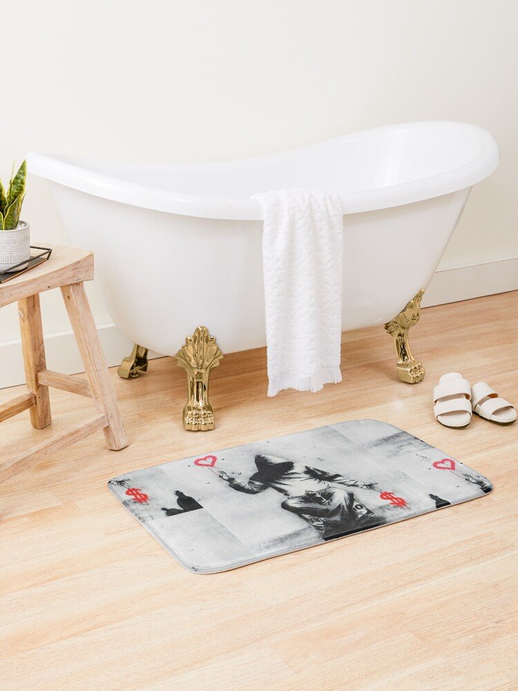 Banksy Love Over Money Iconic Street Art Bath Mat YaoXiao
