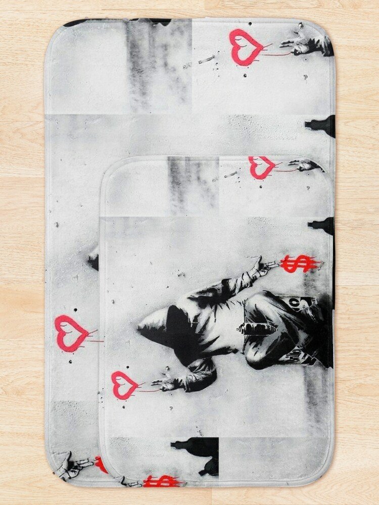 Banksy Love Over Money Iconic Street Art Bath Mat YaoXiao