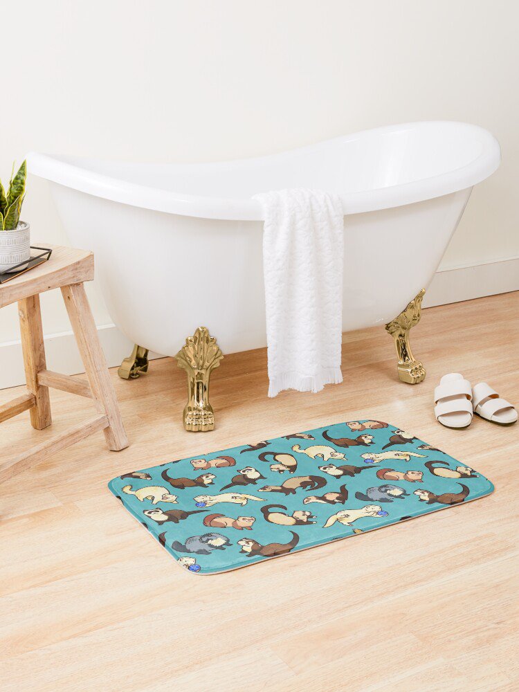 cat snakes in blue Bath Mat YaoXiao