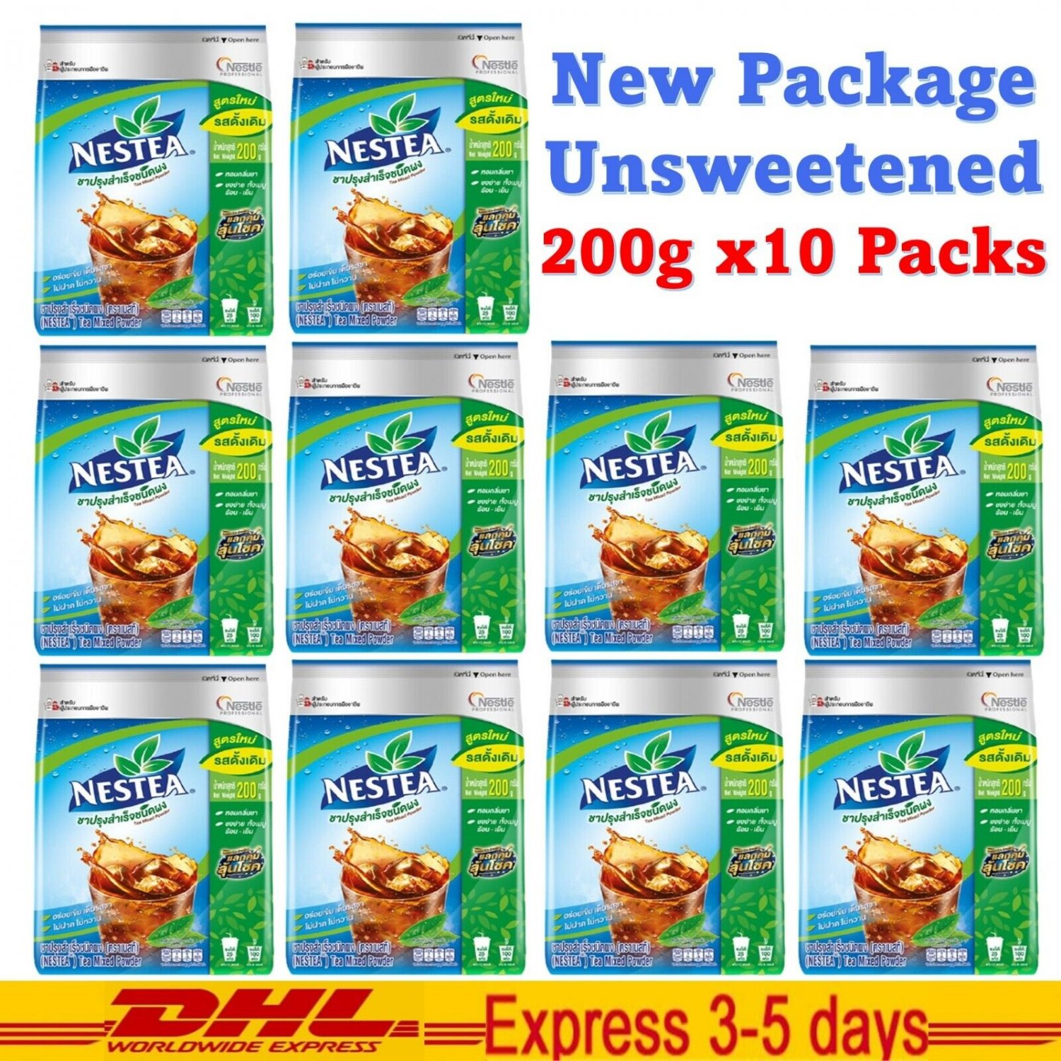 10x NESTEA Iced Tea Mix Unsweetened Instant Drink Pure Tea Easy Br