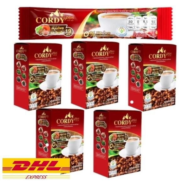 5 x Cordy Plus Coffee Instant Powder Mix Vitamins Cordyceps Garnoderm