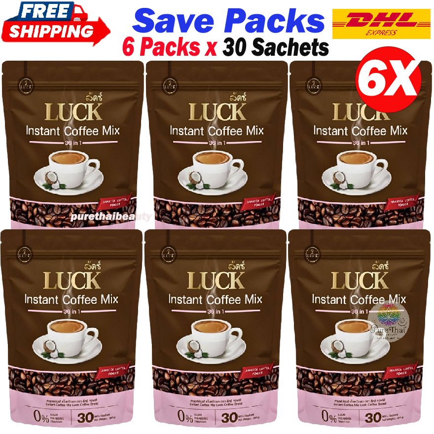 30 Sachets/Pack (510g) LUCK Instant Coffee Mix 38in1 Fragrant Delicious ...
