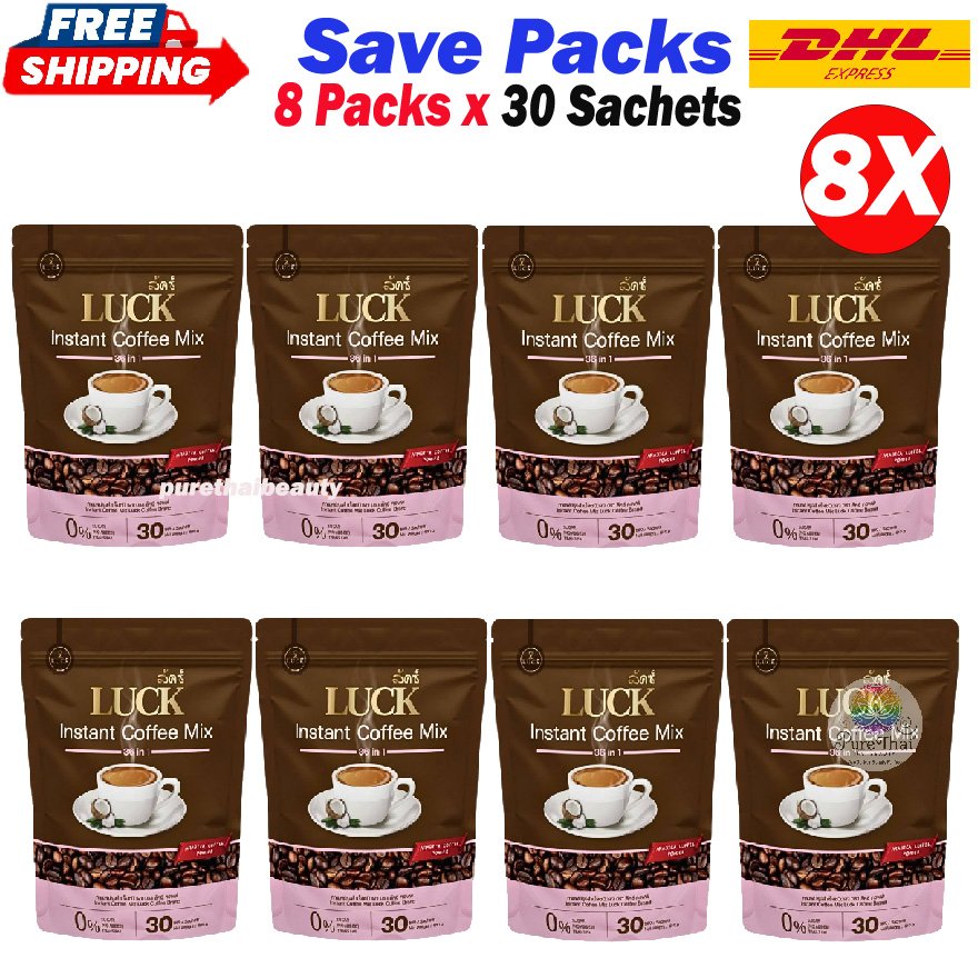 30 Sachets/Pack (510g) LUCK Instant Coffee Mix 38in1 Fragrant Delicious ...