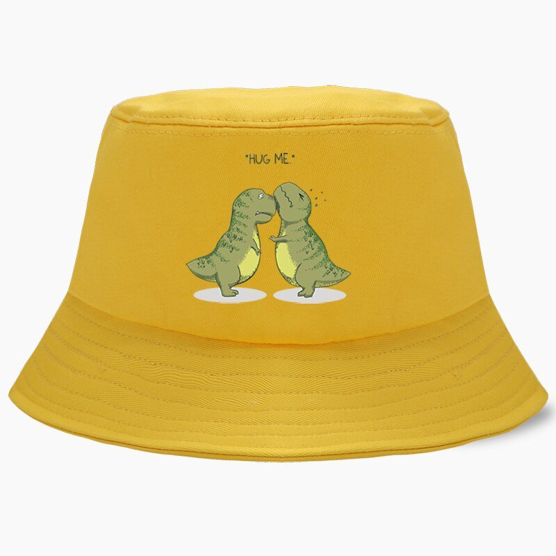 Hug Me Dinosaurs Kawaii Panama Bucket Hat Fishing Hats Bob Panamas ...