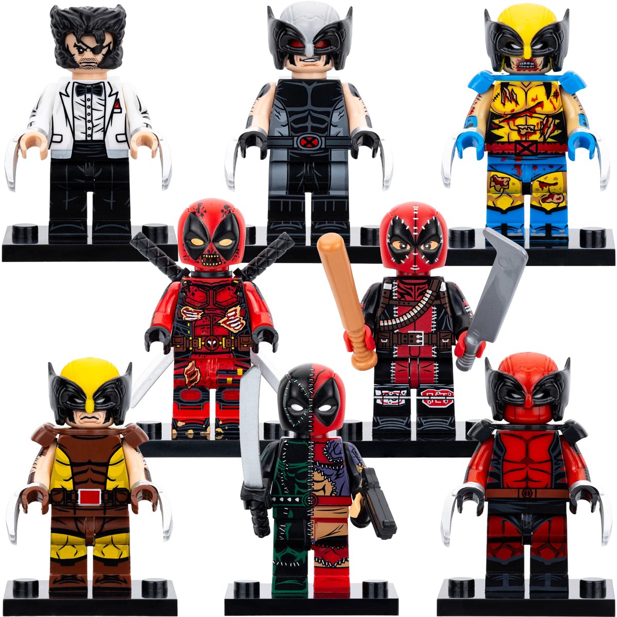 Marvel Deadpool X Wolverine Multiverse Variants 8pcs Minifigure ...