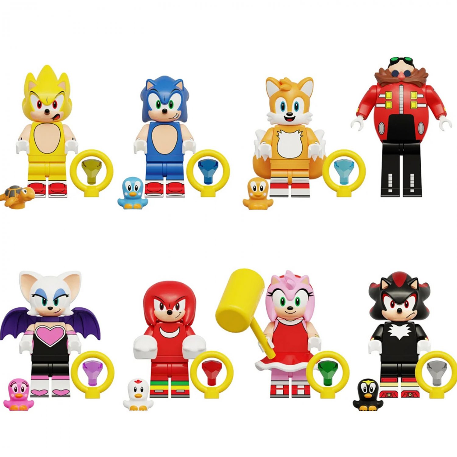 Sonic The Hedgehog Sonic Rouge the Bat Dr. Eggman 8Pcs Minifigures ...
