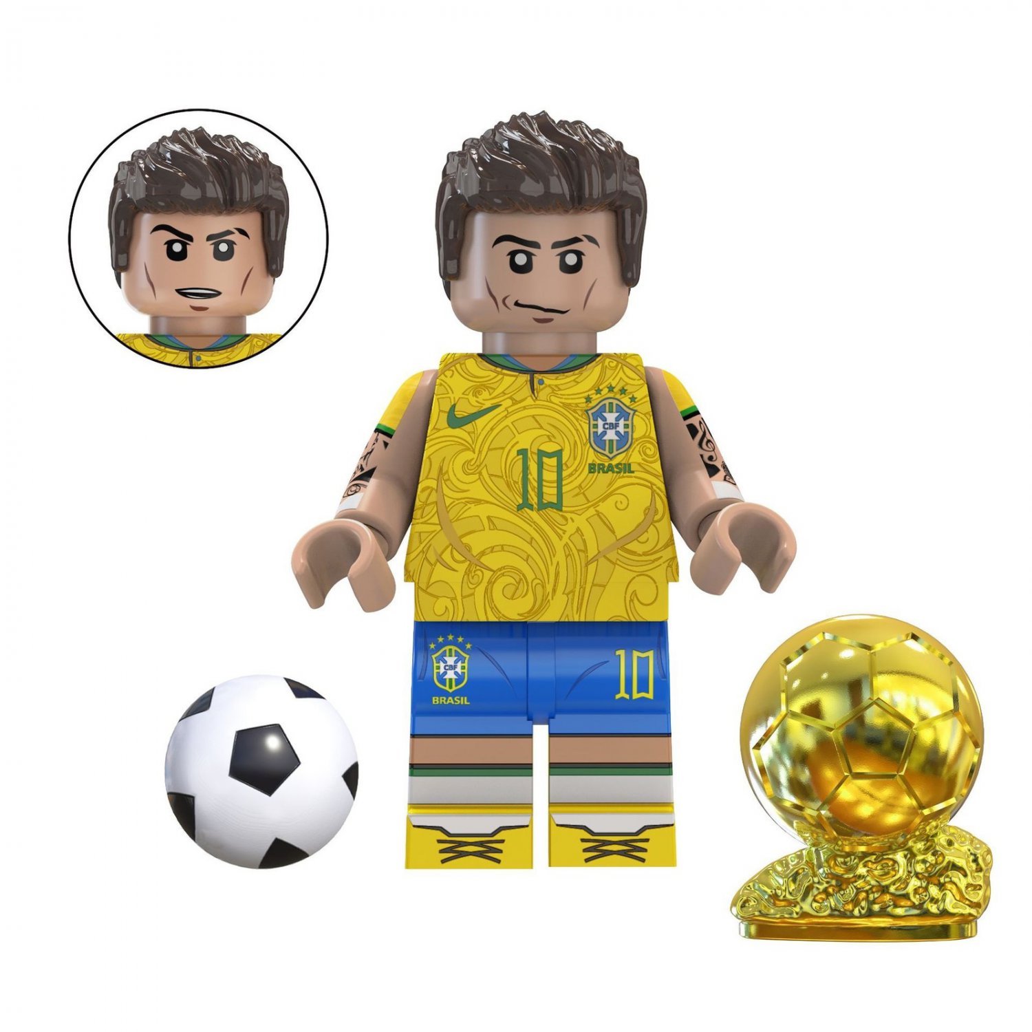 Neymar Brazilian Famous Football Player Lego Compatible Minifigure ...