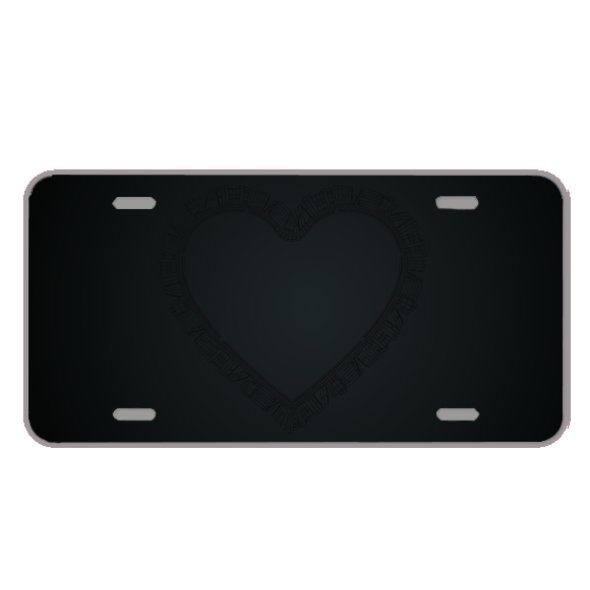 Custom License Plate With Hearts In Dark Black Shade Add Names
