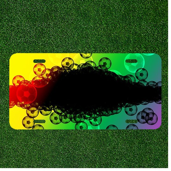 Custom Car License Plate Auto Tag With COLORFUL Soccer Balls Design Add ...